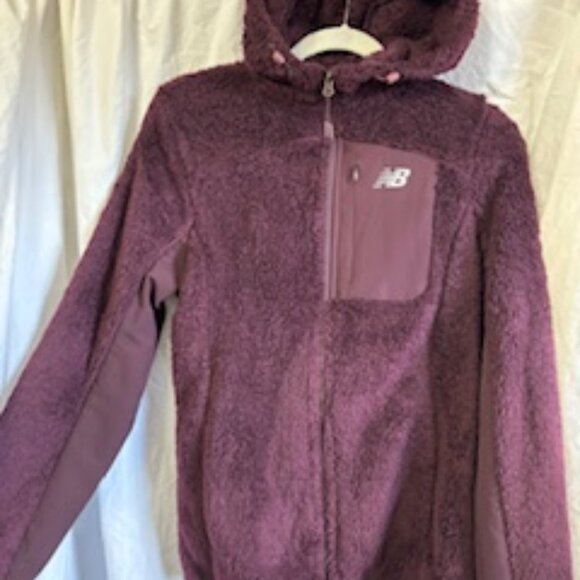 New Balance | Jackets & Coats | New Balance Burgandy Fuzzy Jacket With ...
